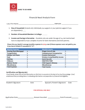 Fillable Online Financial Need Analysis Form Fax Email Print - pdfFiller