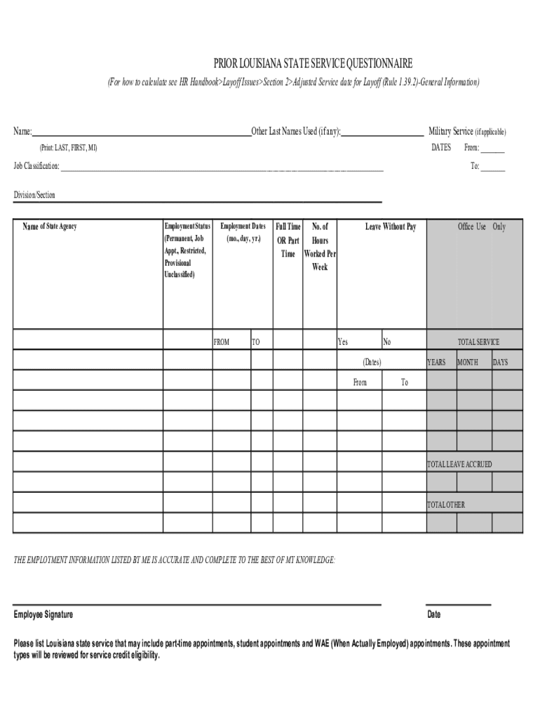 Fillable Online SENIORITY Section 1. Definition of Seniority Sample ...