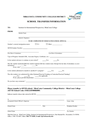 Fillable Online SCHOOL TRANSFER INFORMATION FORM.doc Fax Email Print ...