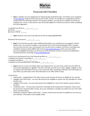 Fillable Online Financial Aid Checklist - Vanderbilt University Online ...