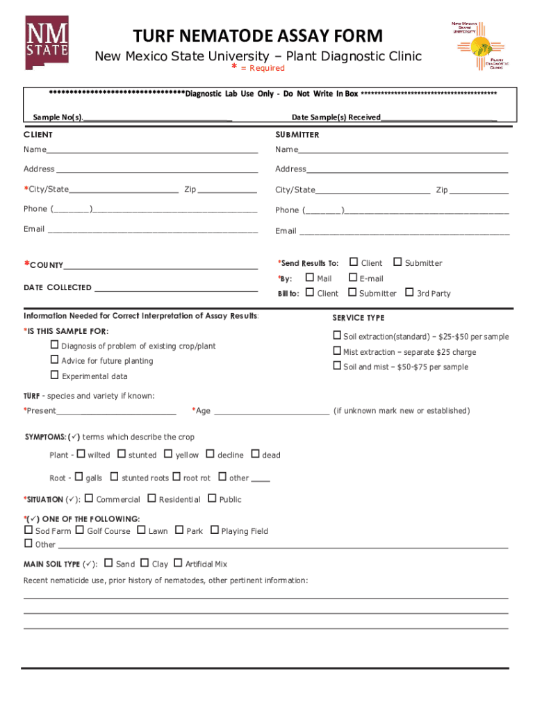 Fillable Online aces nmsu TURF NEMATODE ASSAY FORM Fax Email Print ...
