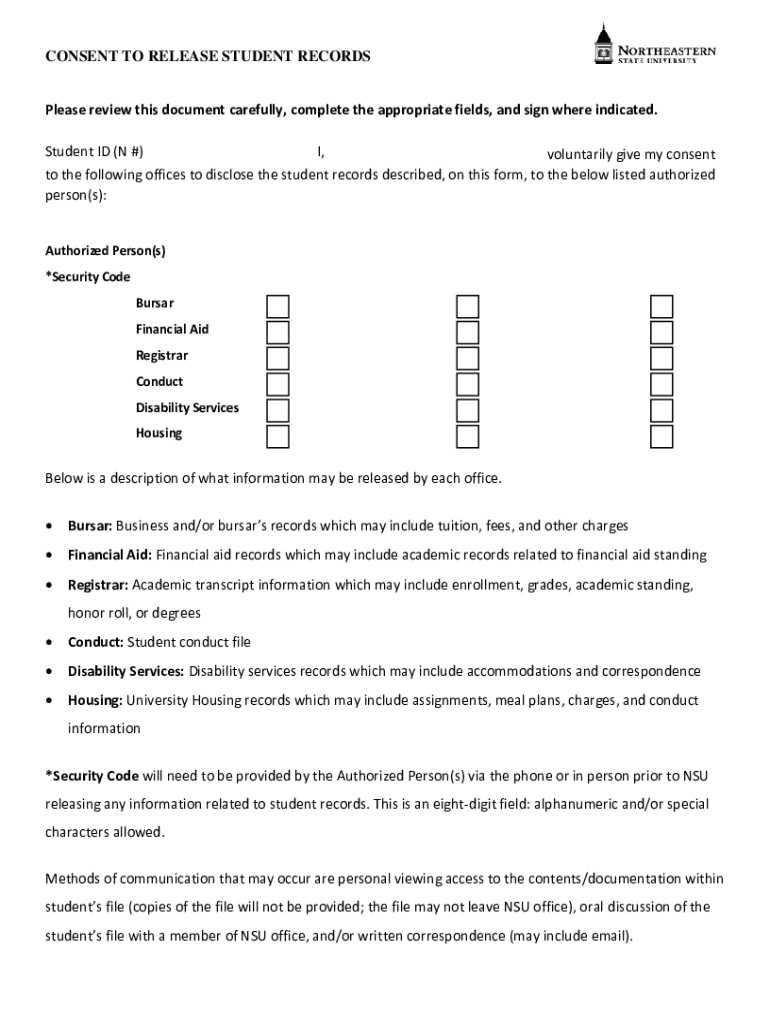 Fillable Online STUDENT INFORMATION/RECORD RELEASE FORM Fax Email Print ...