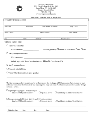 Fillable Online STUDENT VERIFIACTION REQUEST Fax Email Print - pdfFiller