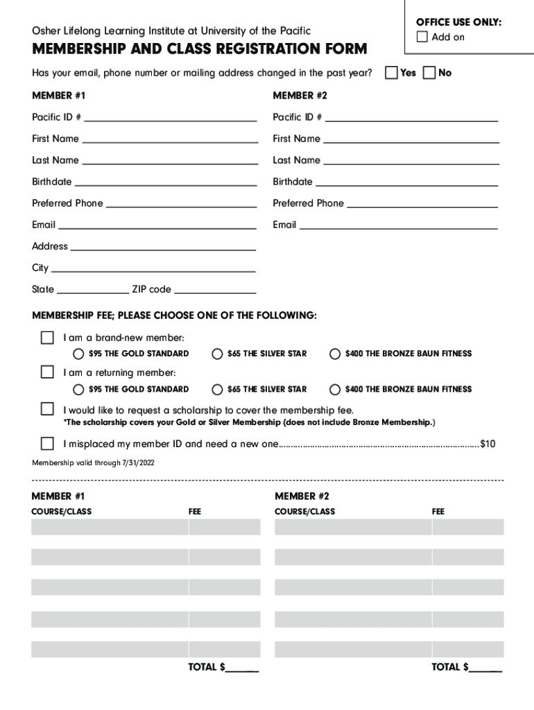 Fillable Online OFFICE USE ONLY: Osher Lifelong Learning Institute at ... Fax Email Print ...