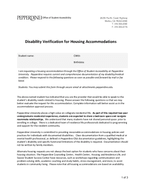 Fillable Online Disability Verification for Housing Accommodations Fax ...