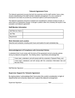 Fillable Online University of Portland - COVID Telework Agreement Form ...