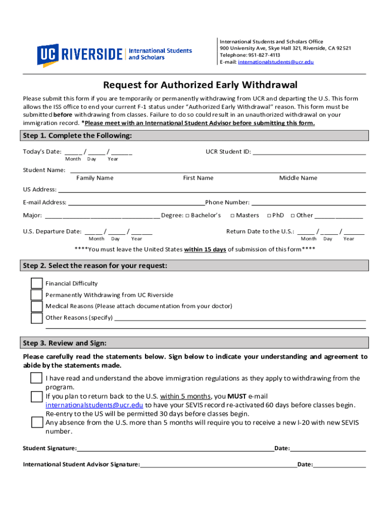 Fillable Online Authorized Early Withdrawal Request Form090820.doc Fax ...