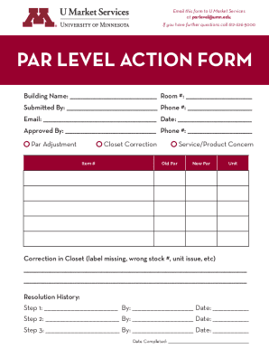 Fillable Online PAR LEVEL ACTION FORM - umarket.umn.edu Fax Email Print ...