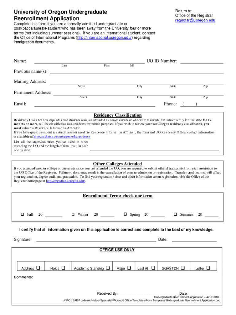 Fillable Online registrar uoregon Banner Student Access Form - Office of the Registrar Fax Email ...