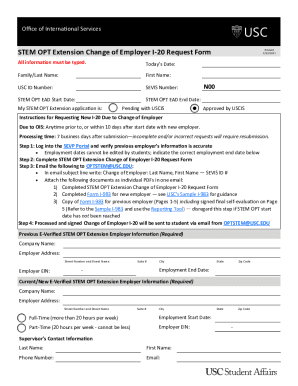 Fillable Online Fillable Online STEM OPT Extension Change of Employer I ...