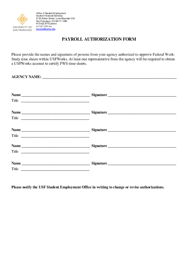 Fillable Online Fillable Online usfca Student Employment Financial Aid ... Fax Email Print ...