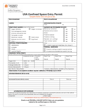 Fillable Online CONFINED SPACE ENTRY PERMIT.doc - Sample 1 CONFINED SPACE ... Fax Email Print ...