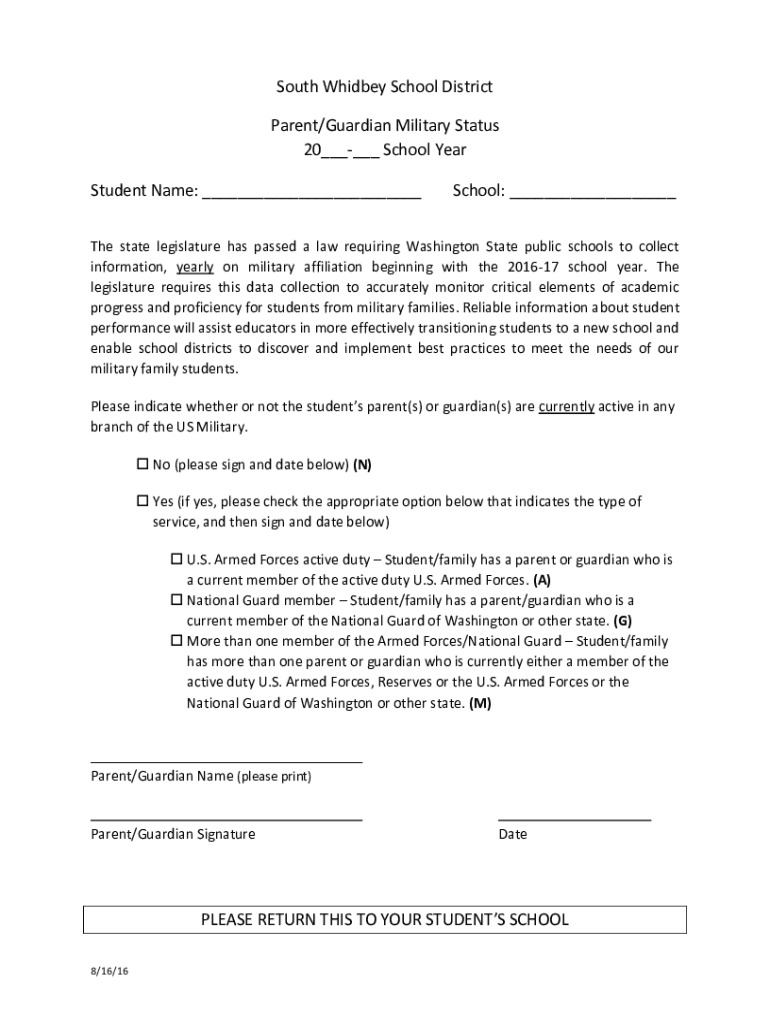 Fillable Online MILITARY PARENT OR GUARDIAN AFFILIATION FORM Fax Email ...