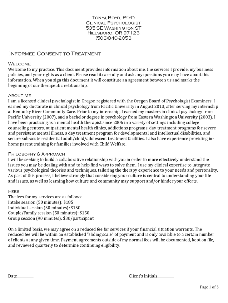 Fillable Online Dr. Tonya A. Boyd PsyD - Compare against Top Therapists ...