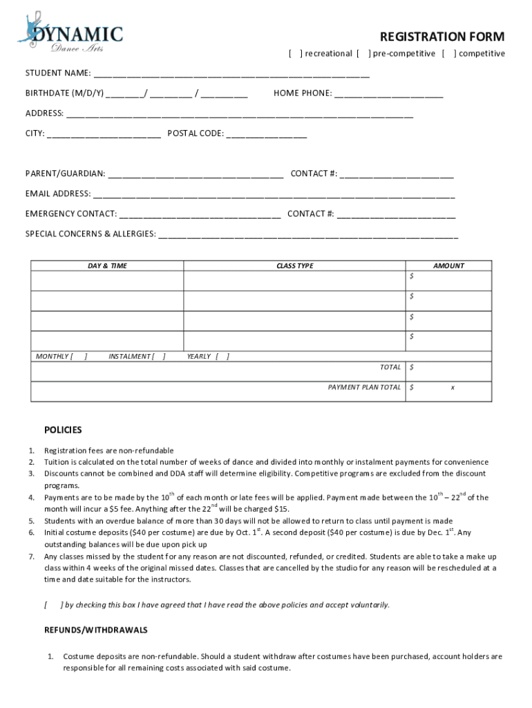 Fillable Online Get The Free Registration Form Byron Name: Birthdate
