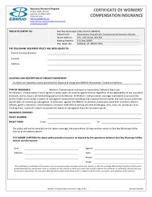 Fillable Online CERTIFICATE OF WORKERS' COMPENSATION INSURANCE Fax ...