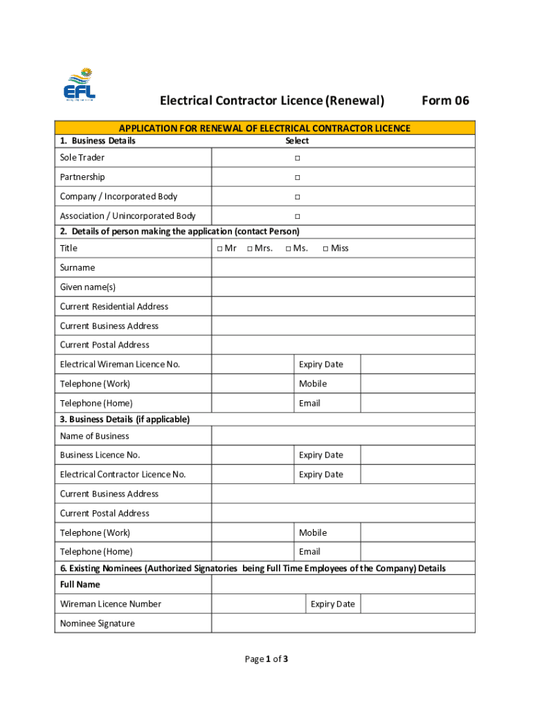 Fillable Online Department Of Labour Electrical Contractor Registration ... Fax Email Print ...