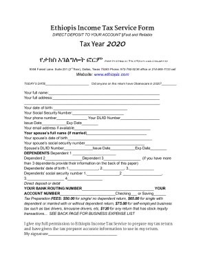 Fillable Online Ethipis-Income-Tax-Service-Form Fax Email Print - pdfFiller