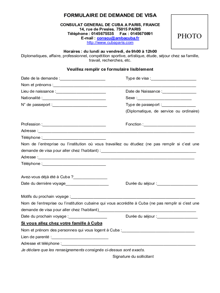 Remplissable En Ligne FORMULAIRE DE DEMANDE DE VISA A-2 - Fill and Sign ...