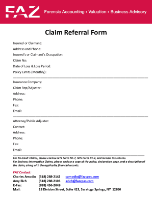 Fillable Online Claim Referral Form 1.7.21 Fax Email Print - pdfFiller