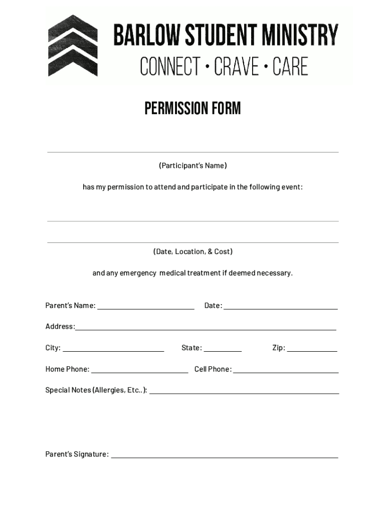 Fillable Online Free Printable Permission Slip Templates & Forms Word ...