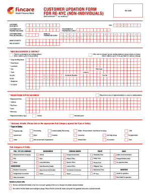 Fillable Online CUSTOMER UPDATION FORM Bar code FOR RE-KYC (NON-INDIVIDUALS) Fax Email Print ...