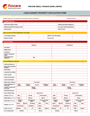 Fillable Online LOAN AGAINST PROPERTY APPLICATION FORM - Fincare Bank ...