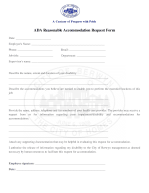 Fillable Online ADA Reasonable Accommodation Request Form - Berwyn, IL ...
