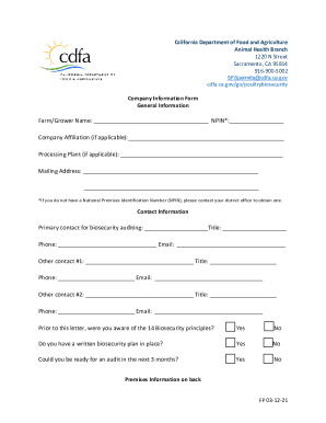 Fillable Online Company Information Form. Company Information Form Fax ...