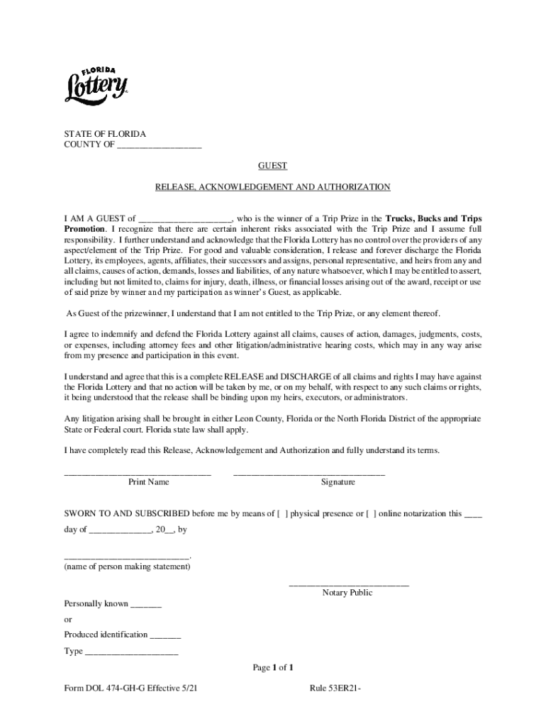 Fillable Online GUEST RELEASE, ACKNOWLEDGEMENT, AND AUTHORIZATION Fax ...