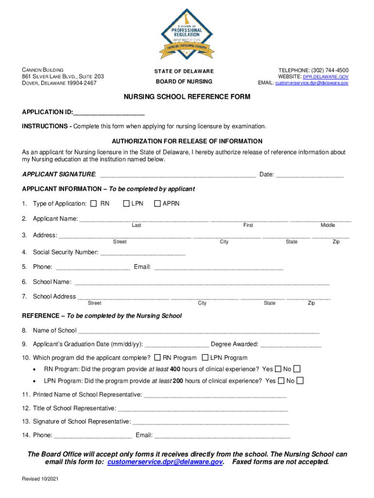 Fillable Online Nursing School Reference Form Fax Email Print - pdfFiller