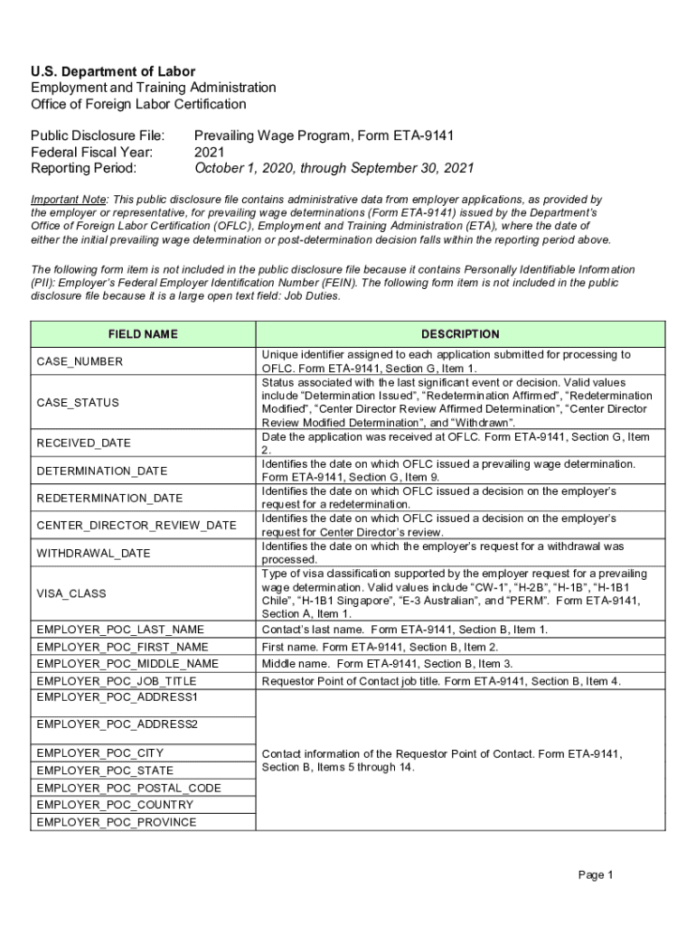 Fillable Online Prevailing Wage Program, Form ETA-9141 Fax Email Print ...