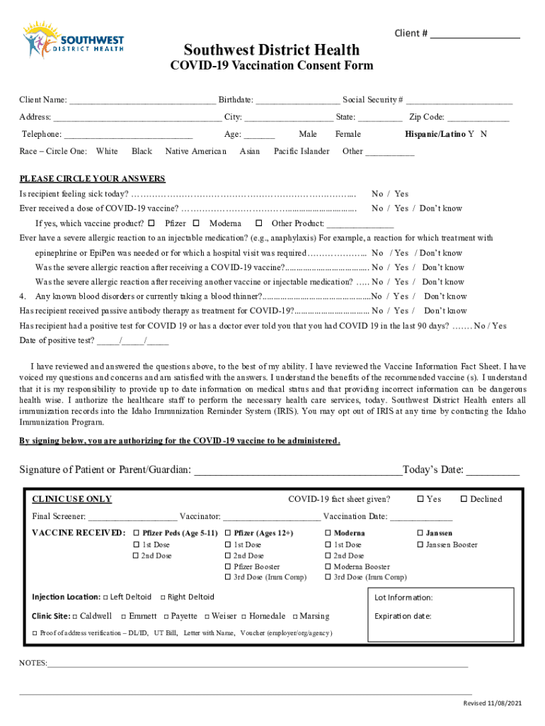 Fillable Online INFORMED CONSENT FORM FOR THE COVID-19 VACCINE MODERNA ... Fax Email Print ...