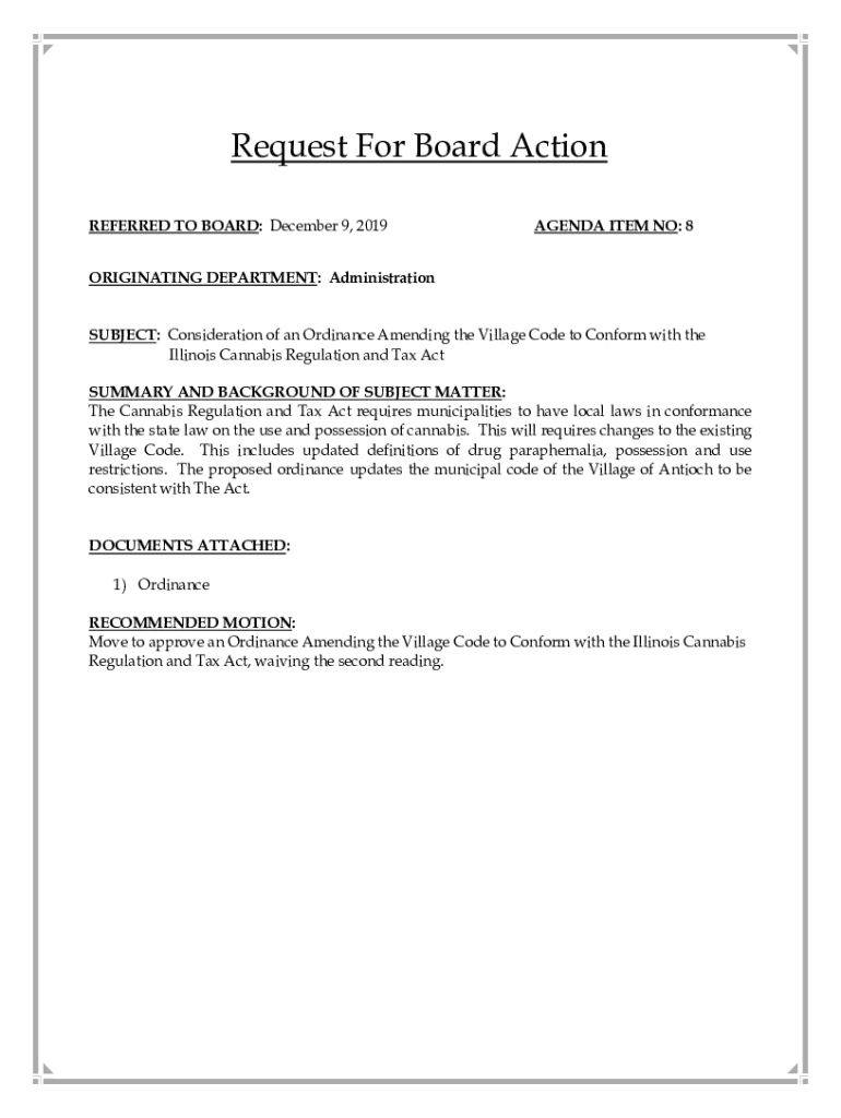 Fillable Online Get the free Request For Board Action REFERRED TO BOARD ...