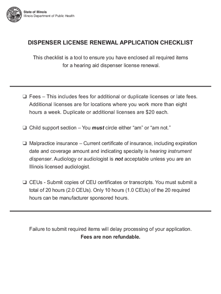 Fillable Online Get the free DISPENSER LICENSE RENEWAL APPLICATION ...