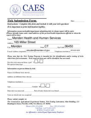 Fillable Online Tick Submission Form - New Canaan, Connecticut Fax ...