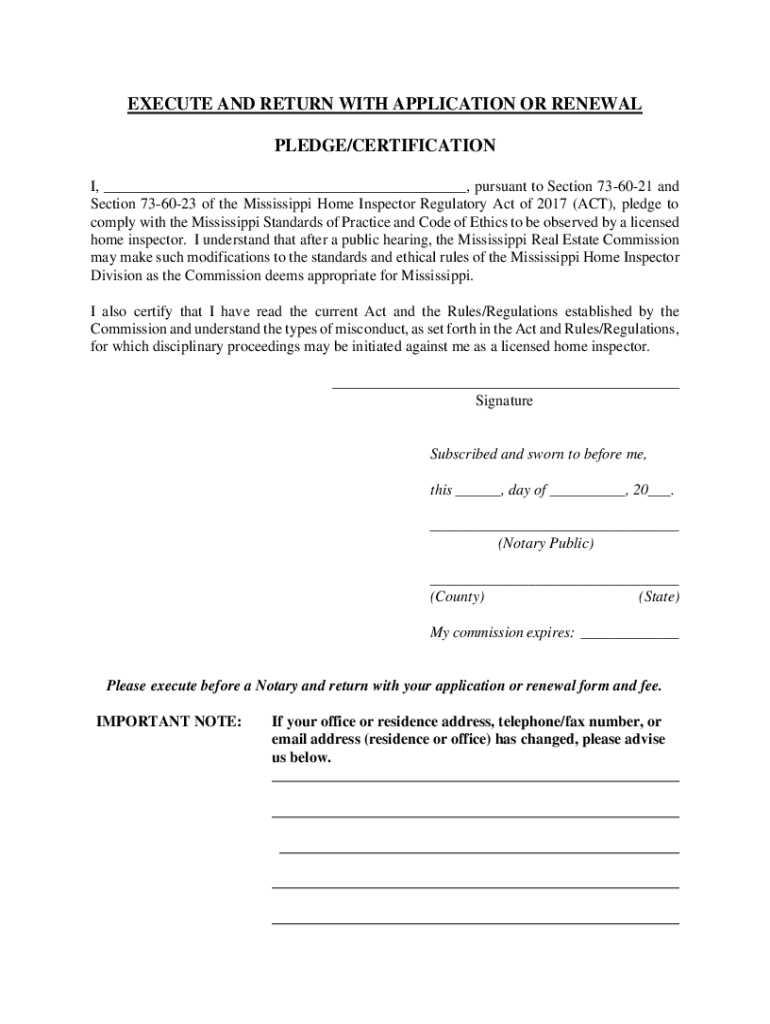 Fillable Online mrec ms EXCUTE AND RETURN WITH APPLICATION OR RENEWAL ...