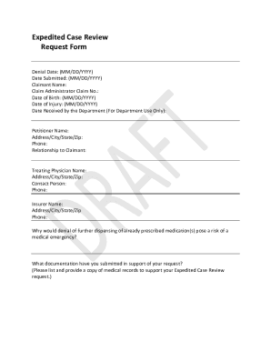 Fillable Online Expedited Case Review Request Form Fax Email Print ...