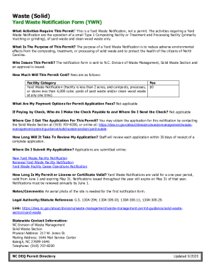 Fillable Online Waste Yard Waste Notification Form Fax Email Print ...