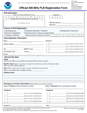 Fillable Online PLB Beacon Registration Form Fax Email Print - pdfFiller