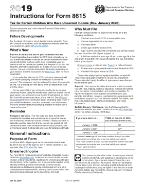 Fillable Online Instructions For Form 8615 - Tax For Certain Children ...