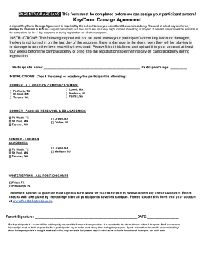 Fillable Online 2022 Dorm Key Deposit Form Fax Email Print - pdfFiller