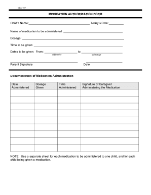Fillable Online dss sd CHILD MEDICATION AUTHORIZATION FORM - Bright ...