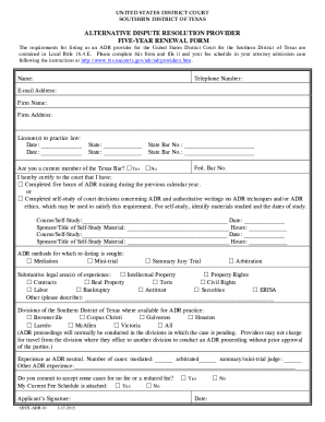 Fillable Online ALTERNATIVE DISPUTE RESOLUTION PROVIDER FIVE-YEAR ...