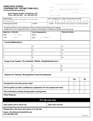 Fillable Online URINE DRUG SCREEN CONFIRMATORY TESTING FORM Fax Email ...