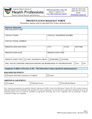 Fillable Online Presentation Request Form. Presentation Request Form ...