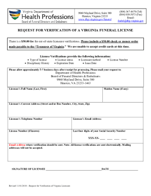 Fillable Online Request for Verification of a Virginia License. Request ...