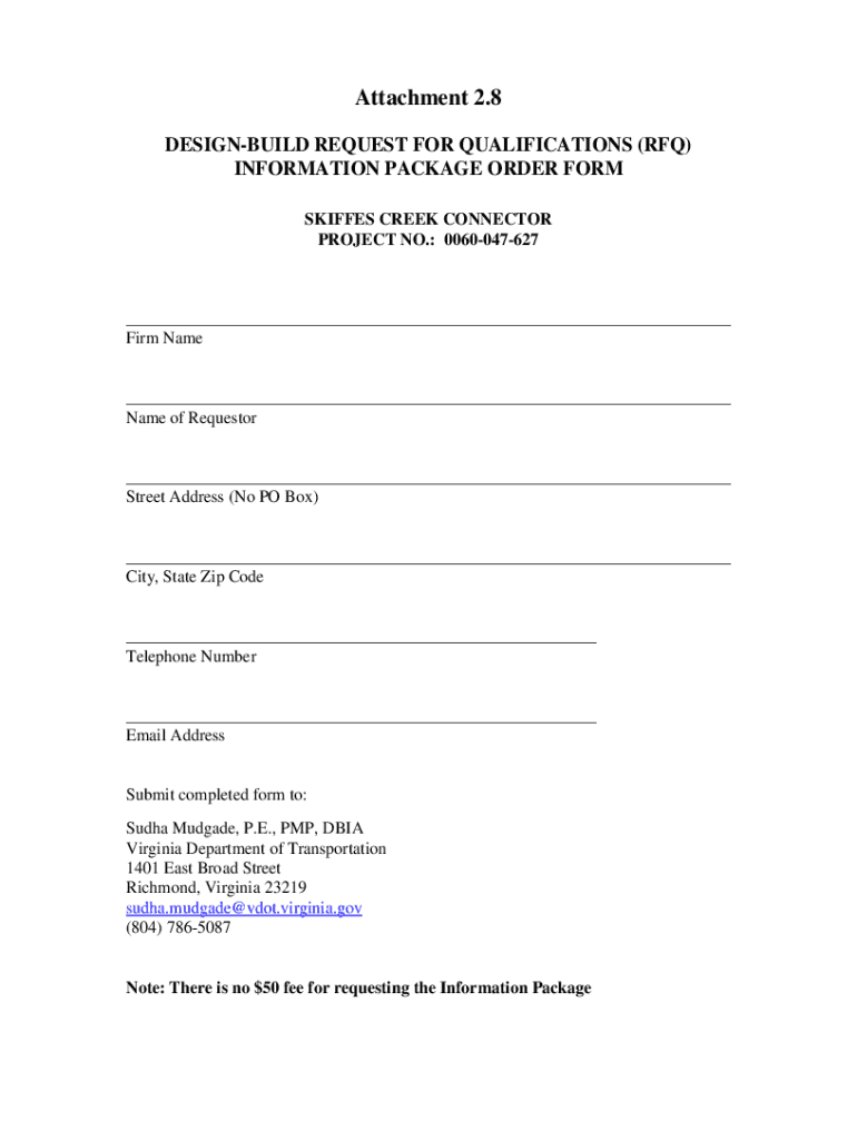 Fillable Online vdot virginia RFQ Order Form - vdot.virginia.gov Fax ...