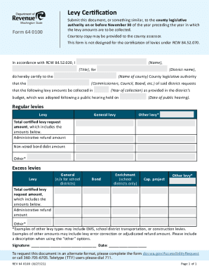 Fillable Online dor wa Levy Certification. Levy Certification Fax Email ...