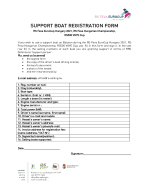 Fillable Online Fillable Online SUPPORT BOAT REGISTRATION FORM - RS ...